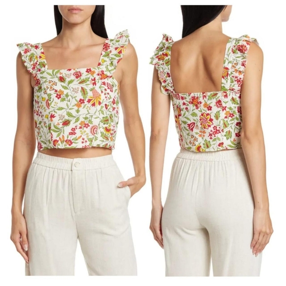 Rachel Zoe | Tops | Rachel Zoe Linen Tropical Top | Poshmark